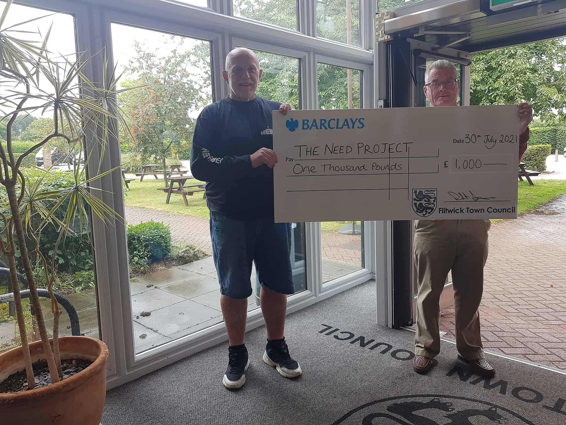 FTC Makes £1,000 Donation to The Need Project - Flitwick Town Council