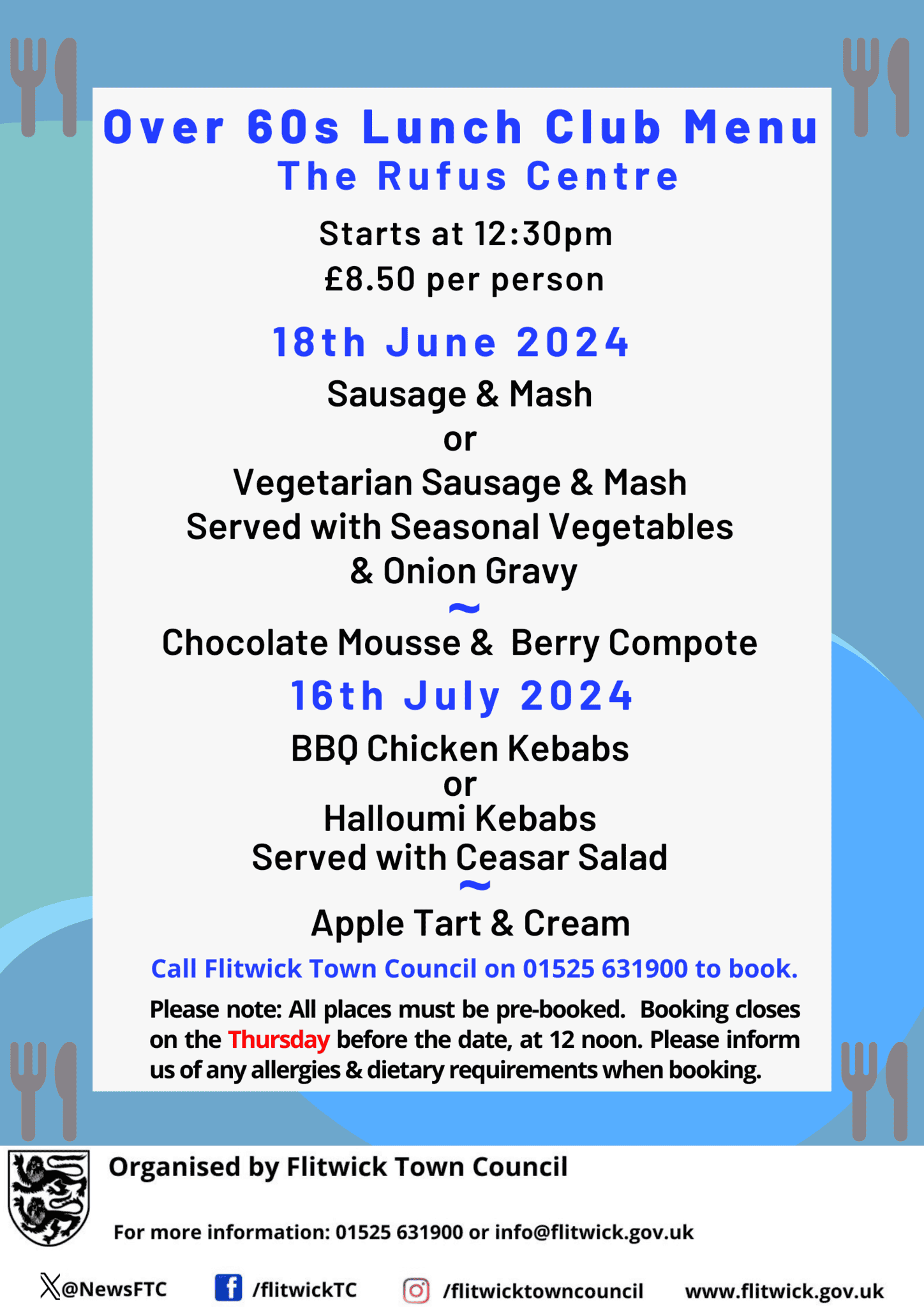 Over 60's Lunch Club - Flitwick Town Council